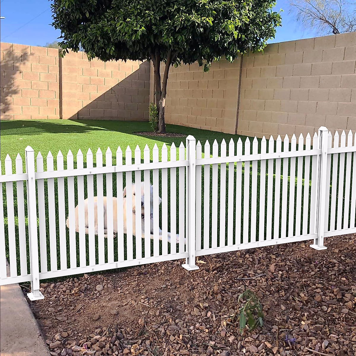 ECOOPTS 36" H x 84" W Vinyl Picket Fence Panels White Decorative Fence for Garden Patio Yard Pool Walkways (34 Pickets, Straight)