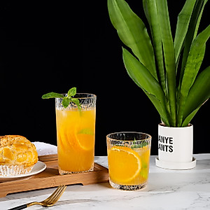 KOXIN-KARLU Mixed Drinkware 15-ounce and 22-ounce Plastic Tumbler Acrylic Glasses with Hammered Design, set of 8 Clear