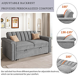 Merax Soft Cushion Convertible Sofa Pull Bed for Two People to Sit On, 2-Seater Upholstery Couch for Living Room Apartment, 61.40 inch Length, Grey