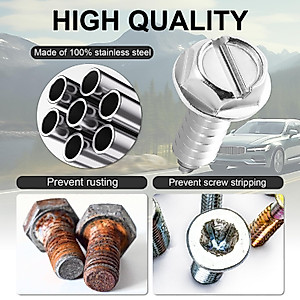 LivTee Rustproof License Plate Screws for Securing License Plates Frames and Covers on Cars and Trucks, 4 Sets Premium Stainless Steel Self Tapping Mounting Bolts, Silver