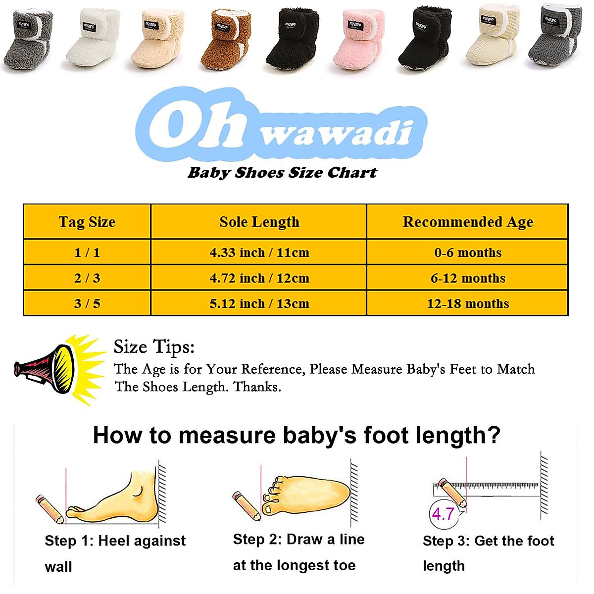 Ohwawadi Infant Girl Boots Cozy Fleece Booties Slippers Winter Baby Girls Dress Shoes Warm Newborn Crib Shoes