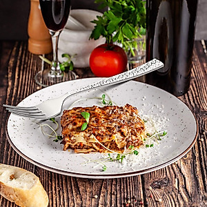 E-far 12-Piece Hammered Dinner Forks Set, 7.9 Inch Stainless Steel Forks for Home, Kitchen or Restaurant, Non-toxic & Mirror Polished, Squared Edge & Dishwasher Safe