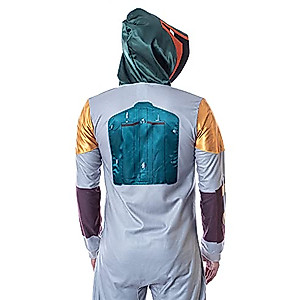 Star Wars Mens' Boba Fett Hooded Costume Union Suit One-Piece Pajama (2XL/3XL) Grey