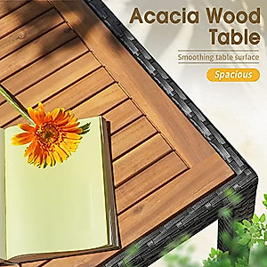 Greesum 3 Piece Patio Furniture Outdoor Dining Wicker Table & Chairs, Beige