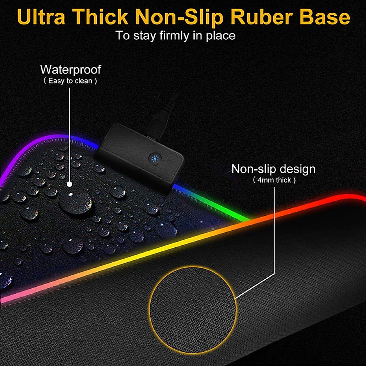 Mouse Pads Green Hexagon Texture Large RGB Gaming Mouse Pad Gaming LED Backlit Mouse Mat Computer Keyboard Non-Slip Desk Mat 23.6x11.8 in