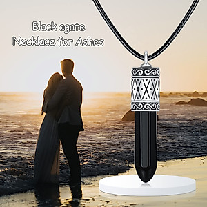 TIGER RIDER Black Onyx Cremation Jewelry for Ashes Sterling Silver Bullet Urn Necklace for Ashes Memorial Urns Ashes Necklace Keepsake for Men Women