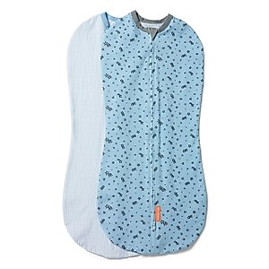 SwaddleMe by Ingenuity Pod - 2-Pack, Size Large, For Ages 3-6 Months, 14-18 pounds, Up to 30 Inches Long, No-Wrap Zip-Up Baby Swaddle