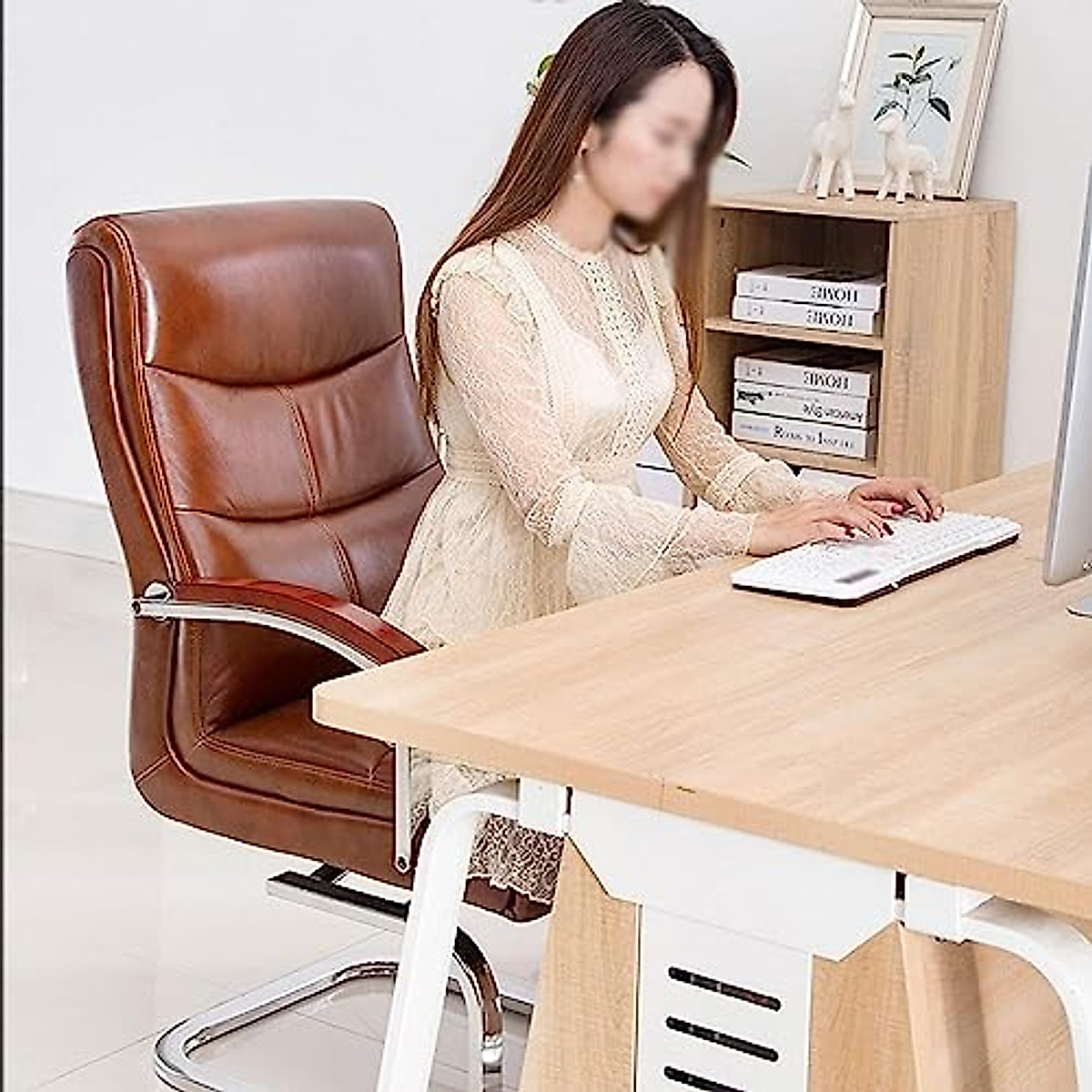 WHLONG Home Office Chairs, Ergonomic Executive Chair for Home, PU Leather High Back Computer Chair Executive Chairs(Color:A)