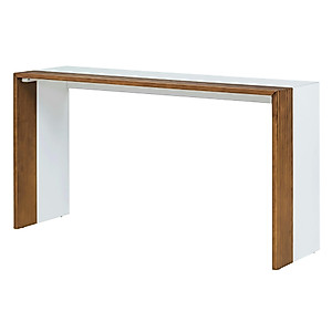 Color-Blocked Console Table, Modern Minimalist Style Sofa Table for Entrance, Hallwayand Living Room, White and Brown