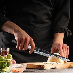 SHAN ZU Kitchen Utility Knife 6 inch, 7 Layers 9Cr18MoV High Carbon Steel Japanese Chef Knife for Slicing/Chopping/Dicing, Professional Super Sharp Gyuto Knife with Ergonomic G10 Fiberglass Handle