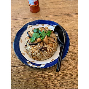 JapanBargain 2562, Japanese Porcelain Shallow Soup Bowl for Dinner Lunch Rice Poke Donburi Udon Ramen Noodle Pasta Cereal Maneki Neko Lucky Cat Pattern for Cat Lovers Made in Japan, 6.75-inch, Blue