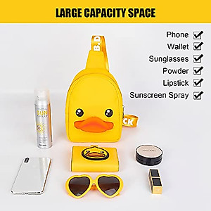 Cartoon Duck Crossbody Chest Backpack - Sturdy Durable Sling Bag Shoulder Bag Multipurpose Chest Bag Adjustable Shoulder Straps Easy Clean Suitable for Daily,Travel,School
