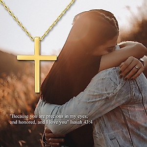 14kt Solid Gold Cross Necklace for Women, Real Gold Classic Cross Pendants Religious Jewelry Gift for Girl, Mom, Wife, 16"-18"