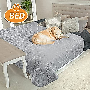 2 Packs Waterproof Dog Blankets Washable for Large Dog, All-Round Protector for Pets, Soft Reversible Dog Blankets Anti Scratches Dirty for Bed Couch Sofa Furniture (54"×82", Light/Dark Grey)