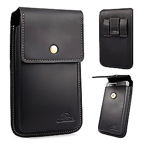 Topstache X-Large Leather Phone Holster for Belt,S23 Ultra S23 Plus Belt Clip Holder for Men,Leather Phone Pouch for iPhone 14 Pro Max,Universal Smartphone Holster for Phone with Protective Case