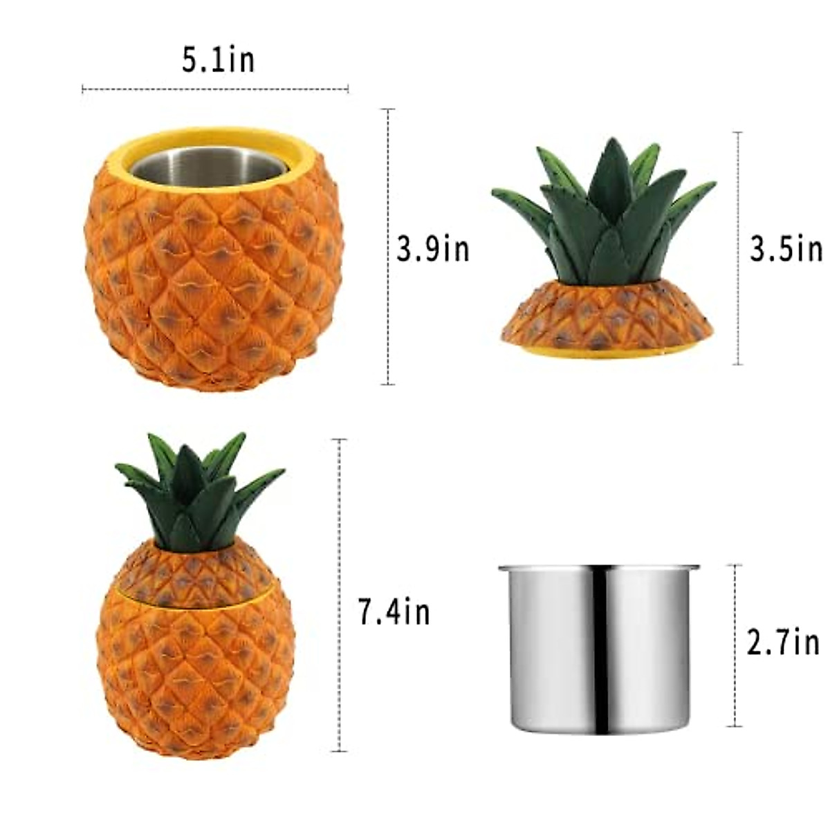 Koncenttop Tabletop Fire Pit Indoor, Tabletop Fireplace Concrete, Pineapple Shape Small Fire Bowl, Portable Tabletop Fire Pit