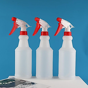 Looknniy 10 Packs 16oz Empty Spray Bottles Plastic Heavy Duty Refillable Spray Bottles with Adjustable Nozzle and Measurements for All Purpose Cleaning Solutions