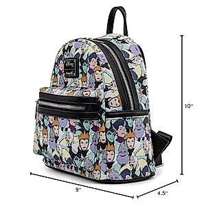 Loungefly Disney Villains Mini-Backpack Handbag Maleficent Cruella Ursula Print