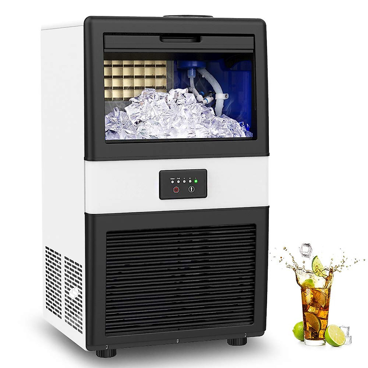 LifePlus Commercial Ice Maker Machine Under Counter Produce 70LBS of Ice in 24 Hrs with 10LBS Ice Bin Capacity Freestanding Automatic Ice Cube Maker Perfect for Bars Coffee Shops Home Office