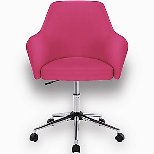 Gustonhon Velvet Home Office Chair with Gold Base,Comfortable Modern Cute Desk Chair, Adjustable Swivel Task Chair for Living Room Bedroom Vanity Study with Wheels Aesthetic Office Chair, (Pink)