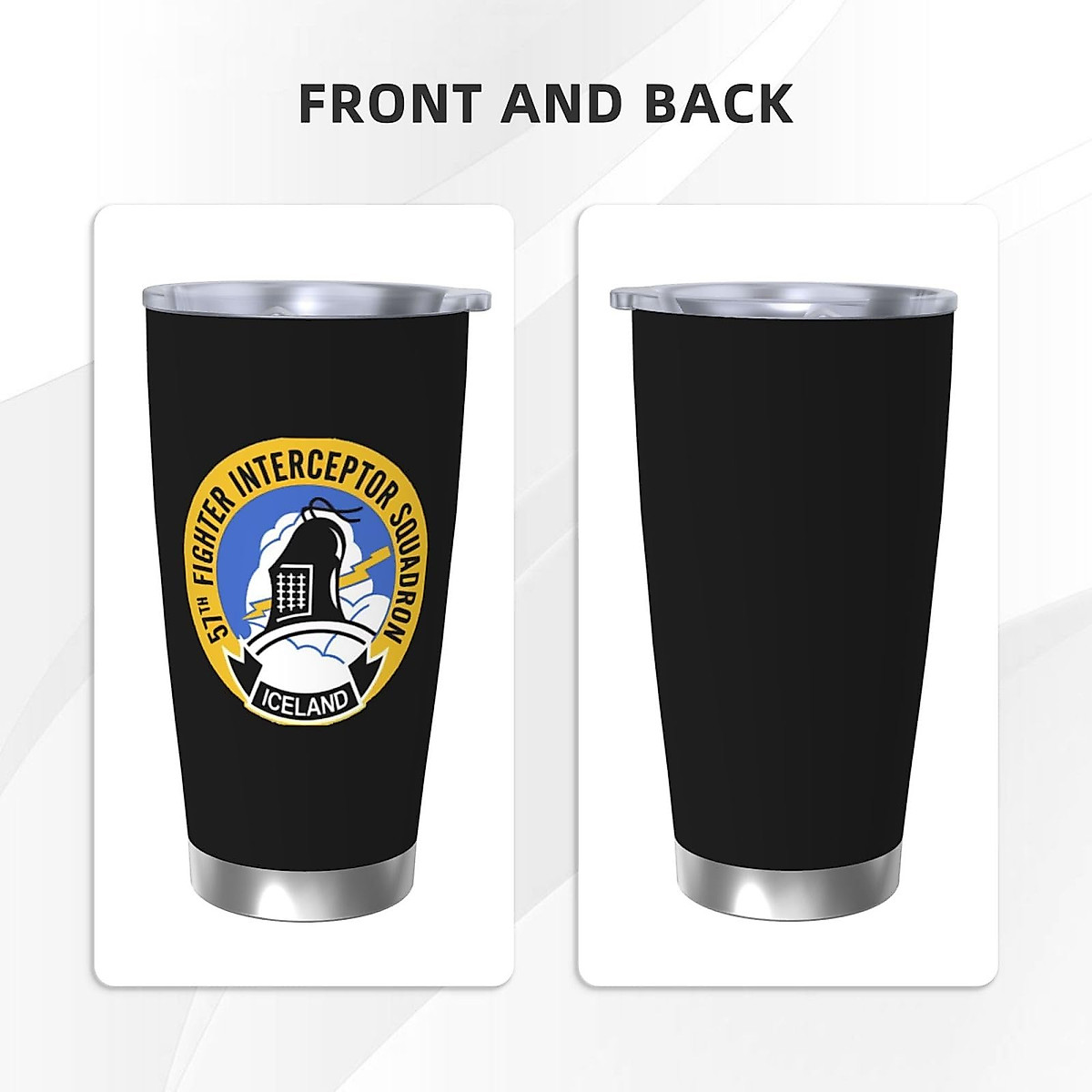 Biaomn Air Force 57th Fighter Interceptor Squadron Stainless Steel Tumbler Vacuum Insulated Travel Tumbler With Lid Coffee Mug Car Cup For Home Office Outdoor 20oz