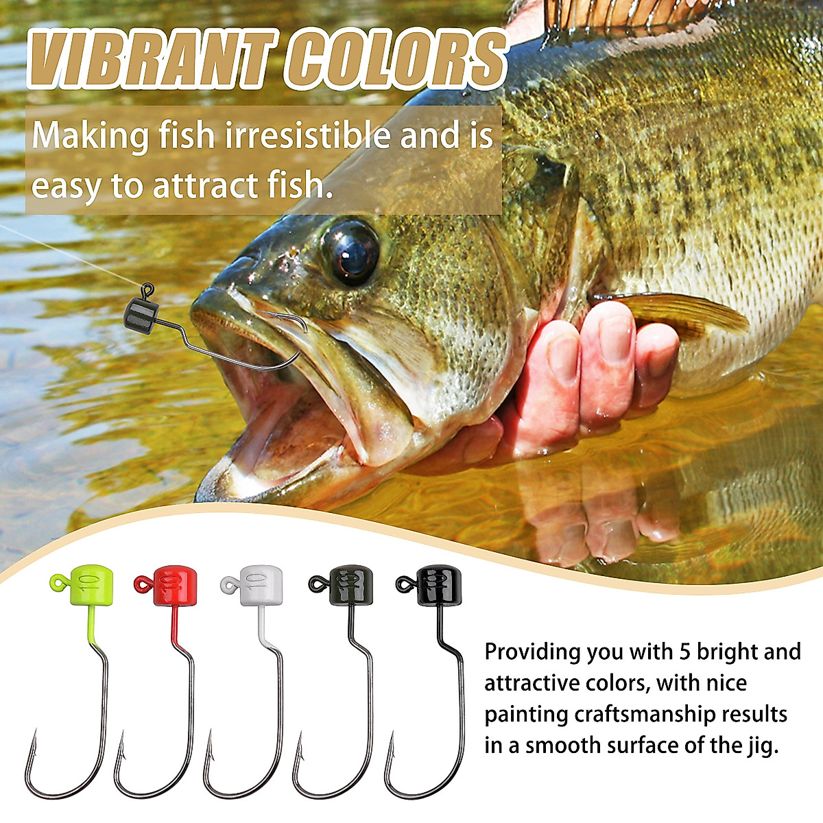 Ned Rig Jig Heads for Soft Lures, 20Pcs Wide Gap Shroom Jig Hooks Set Offset Ned Hooks for Bass Fishing (1/4oz)