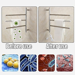 NJDQFA Constant Temperature Electric Heated Towel Racks for Bathroom,Towel Warmer Rack Stainless Steel,Swivel Towel Warmer Wall Mounted,Plug in