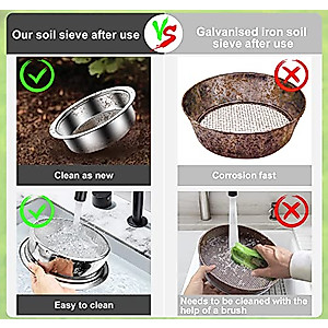 Garden Sieve Sifting Soil Sifter - 9.5in Composts Sifter,Garden Sifter Pans Sifting Pan Contain 5 Models Soil Sieve Hole Dirt Strainer,Rock Sifter Dirt Sifter for Sifting Screen,Peat Moss and More.