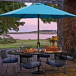 Blissun 7.5 ft Patio Umbrella, Market Umbrella with Push Button Tilt Crank, Cerulean