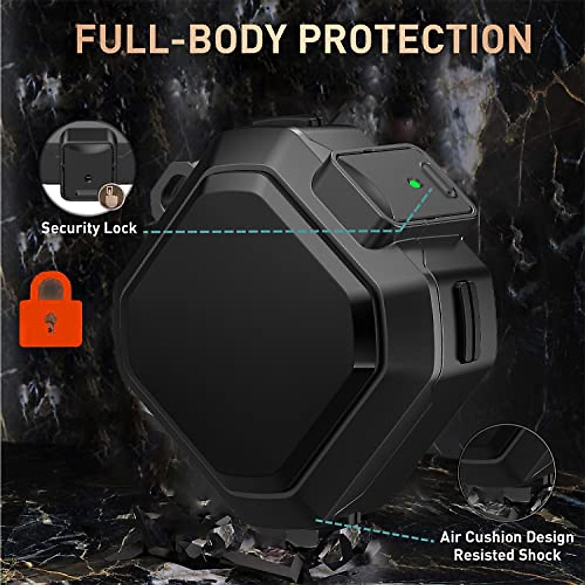 OTOPO Lock Case for Samsung Galaxy Buds 2 Pro/Galaxy Buds 2/Galaxy Buds Pro/Galaxy Buds Live Case with Cleaning Kit Men Women Protective Case Cover for Samsung Earbuds Case - Black