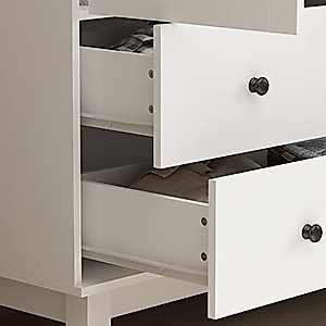 ECACAD Large Wardrobe Armoire with 4-Tier Shelves, 2 Drawers, Hanging Rod & 3 Louver Doors, Wooden Closet Storage Cabinet for Bedroom, White (48”W x 20.2”D x 71”H)