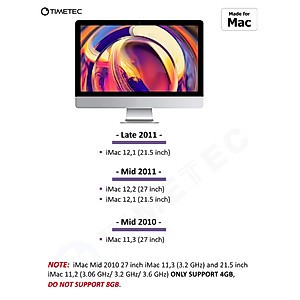 Timetec 16GB KIT(2x8GB) Compatible for Apple DDR3 1333MHz PC3-10600 CL9 for Mac Book Pro (Early/Late 2011 13/15/17 inch), iMac(Mid 2010, Mid/Late 2011 21.5/27 inch), Mac Mini(Mid 2011) MAC RAM Upgrade