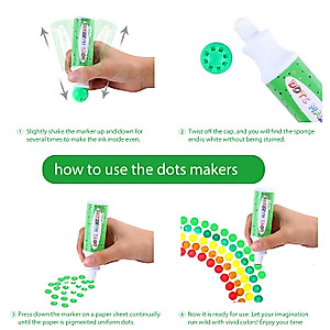 Ohuhu Washable Dot Markers for Toddler 12 Colors Bingo Daubers 40 ml (1.41 oz) with 30 Pages Kids Activity Book for Kids Children (3 Ages +) Preschool Non-Toxic Water-Based Dot Art Markers