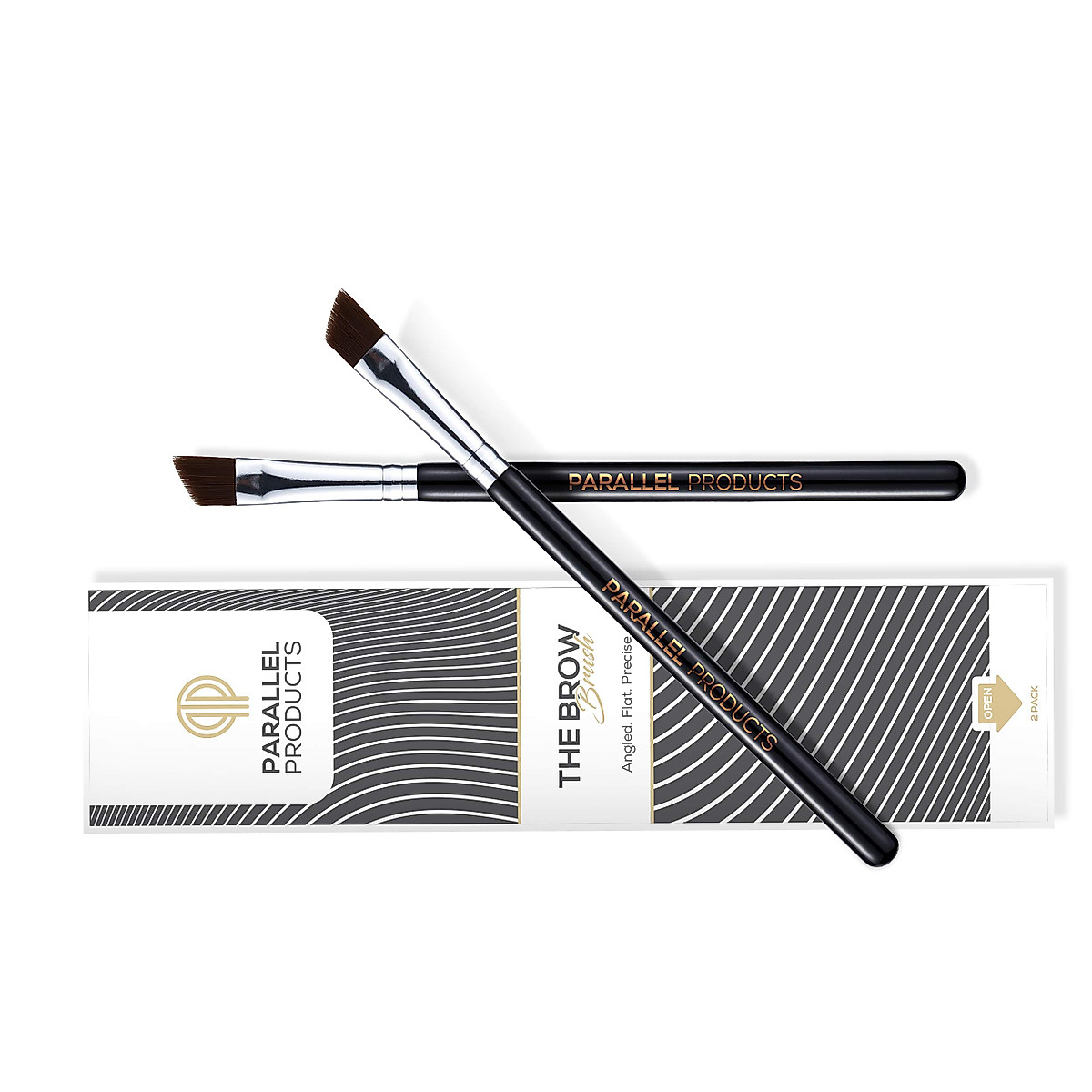 Parallel Products - The BROW Brush - (2 Pack) Premium Angled Eyebrow Brush for Powder, Henna, Cream, Tint, Makeup, Gel, Lamination and Wax