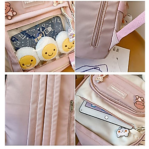 HOKMAH Aesthetic Cute Back To School Travel Backpacks, Bookbag Boys Girls Backpack, Fashion School College Students Backpack Durable (Pink)