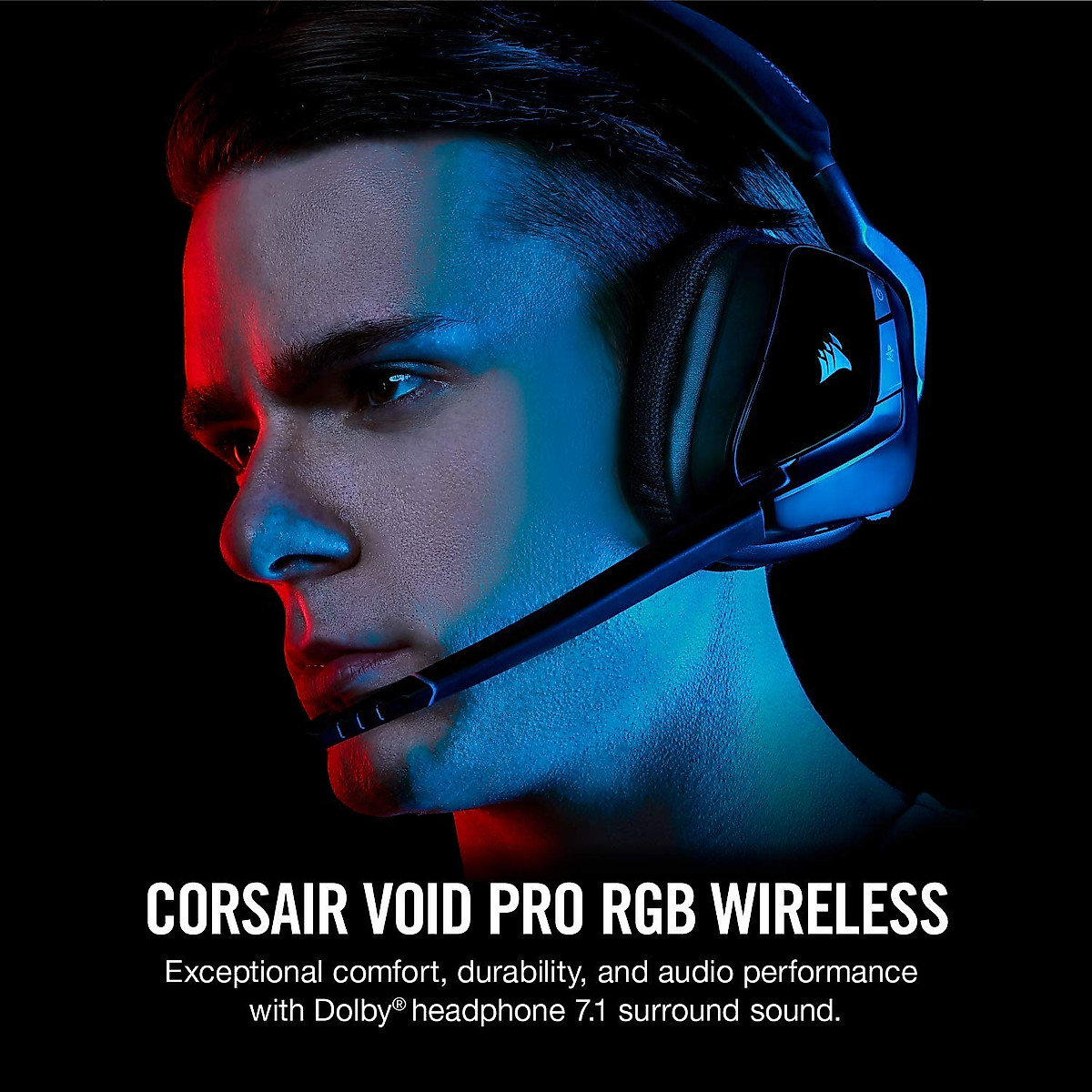 CORSAIR Void PRO RGB Wireless Gaming Headset - Dolby 7.1 Surround Sound Headphones for PC - Discord Certified - 50mm Drivers - Carbon