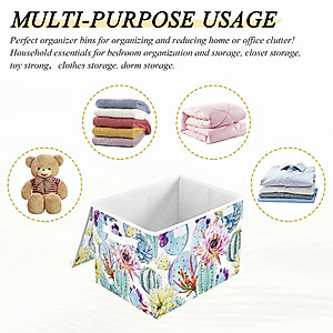 xigua Cactus Storage Bin with Lids Larger Collapsible Decorative Cube Storage Bins with Handles Divider for Bedroom Closet Living Room