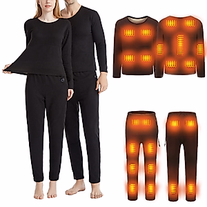 Electric Heated Thermal Underwear Set,Women Men USB Electric Heated Thermal Long Sleeve T Shirts Ultra-Soft Base Layer Warm Top Pants, Washable Heating Underwear Thermal Set Clothes