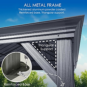 Kozyard Alexander 12' X 16' Hardtop Gazebo, Aluminum Metal Gazebo with Galvanized Steel Double Roof Canopy, Curtain and Netting, Permanent Gazebo Pavilion for Patio, Backyard, Deck, Lawn (Gray)