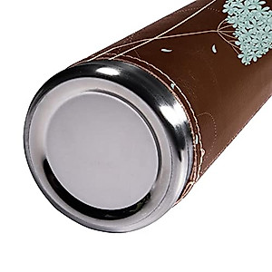 sdfsdfsd 17 oz Vacuum Insulated Stainless Steel Water Bottle Sports Coffee Travel Mug Flask Genuine Leather Wrapped BPA Free, Blue Flowers