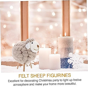 VOSAREA Little Sheep Ornament Office Desk Decor Christmas Tree Ornaments Christmas Ornament Xmas Table Centerpiece Desk Christmas Decor Stand Lamb Plush Wool Felt Sheep Doll Christmas