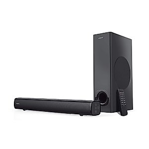 Creative Stage 2.1 Channel Under-Monitor Soundbar with Subwoofer for TV, Computers, and Ultrawide Monitors, Bluetooth/Optical Input/TV ARC/AUX-in, Remote Control and Wall Mounting Kit