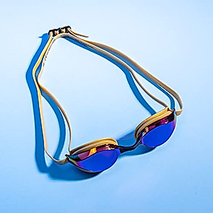 Arena Python Racing Swim Goggles for Men and Women, UV Protection, Anti-Fog, Dual Strap, Mirror Lens, Copper/White