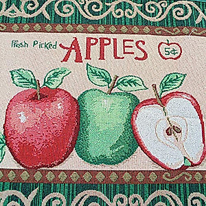 yazi Fabric Kitchen Mat Area Rug Fresh Picked Apples,47x18 Inches and 23x18 Inch, Vintage Apples Jacquard Cotton Fiber Rectangular Bedroom Floor Mat Doormat