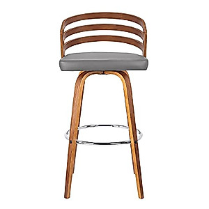 Armen Living Jayden Mid-Century Swivel Counter Height Barstool, 26", Gray