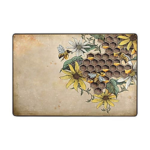 ALAZA Honey Bee Sunflower Vintage Area Rug Rugs for Living Room Bedroom 3'x2'