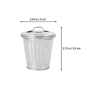 Zerodeko Outdoor 2Pcs Mini Trash Can, Small Galvanized Metal Garbage Can with Lid, Desktop Waste Bin Pencil Holder Cup Decorative Flower Pot Tabletop Decor for Home, Kitchen, Office, Mini