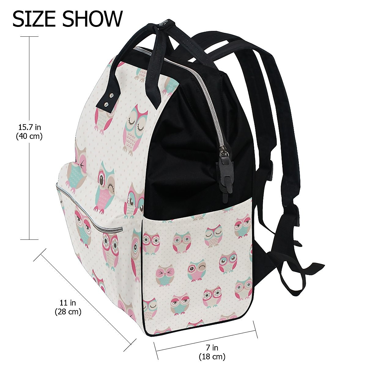 MAPOLO Owls Diaper Backpack Large Capacity Baby Bag Multi-Function Nappy Bags Travel Mom Backpack for Baby Care…