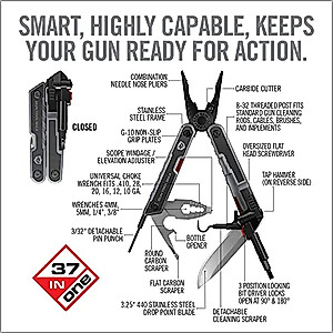 Real Avid Gun Tool Max, 37-in-1 Multitool for Gunsmithing, Includes Pliers, Wire Cutters, Knife Blade, Universal Choke Wrench, Bits, Wrenches & Sheath, Perfect EDC Tool for Hunting & Gun Owners black