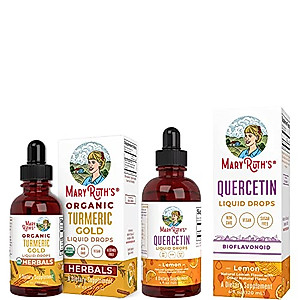 USDA Organic Turmeric Gold Liquid Herbal Drops & Quercetin Liquid Drops Bundle by MaryRuth's | Immune & Digestive Support | Inflammation Support | Cellular Health | Sugar Free | Vegan | Non-GMO